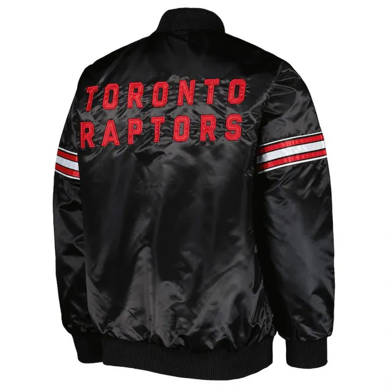 Toronto Raptors Pick & Roll Full-Snap Varsity Black Satin Men's Bomber ...